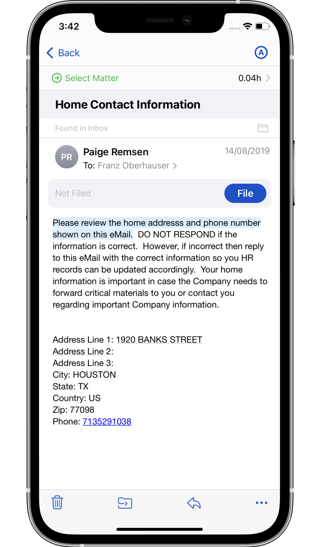 iManage Integration – ZERO