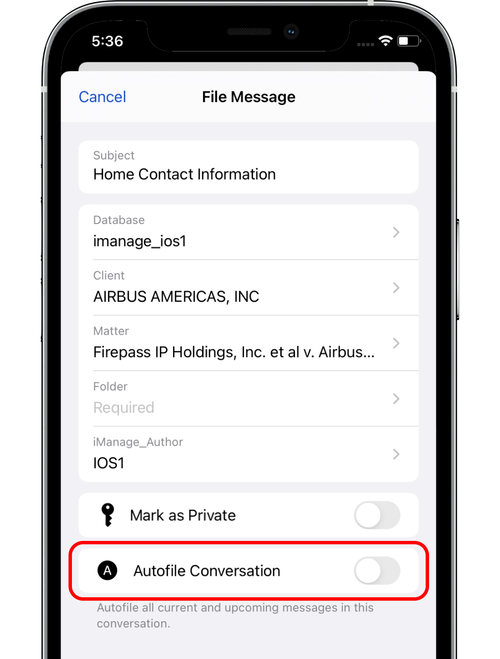 iManage Integration – ZERO