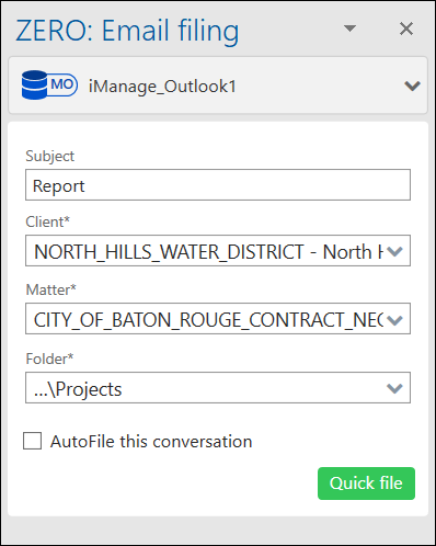 Filing to iManage – ZERO