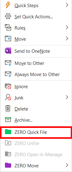 Filing to iManage – ZERO