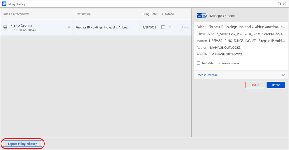 Filing to iManage – ZERO