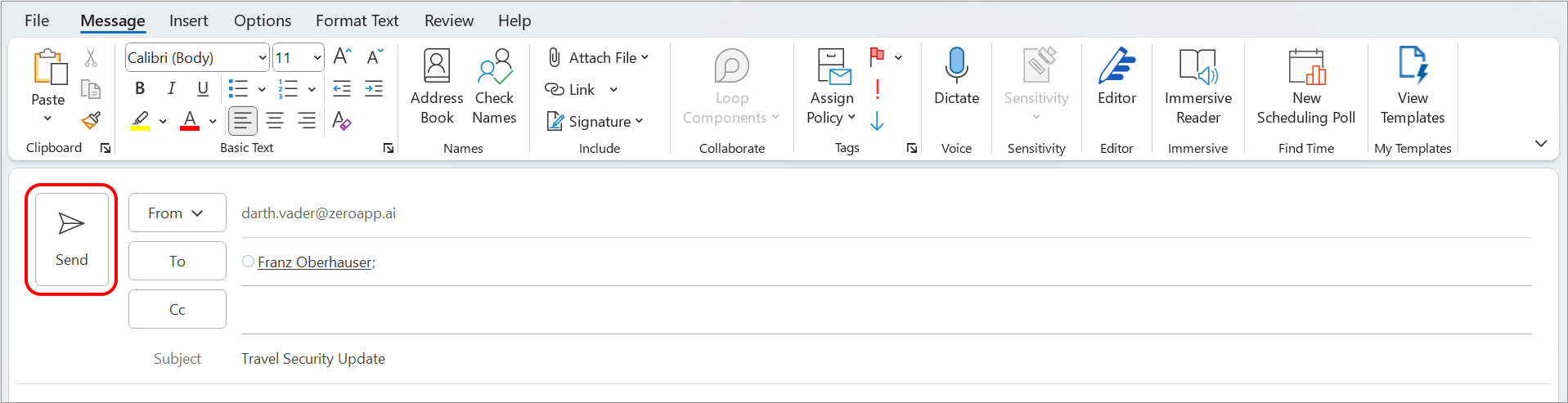 Sending Messages with Actions – ZERO