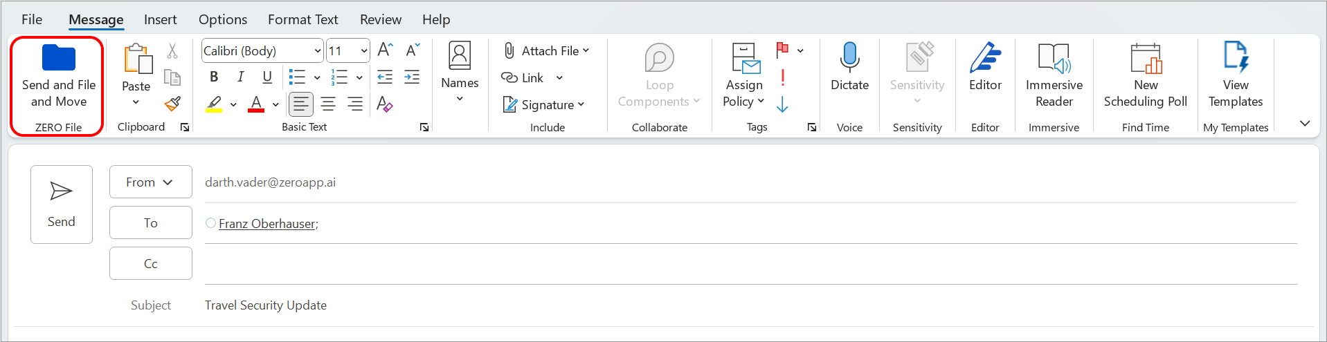 Sending Messages with Actions – ZERO