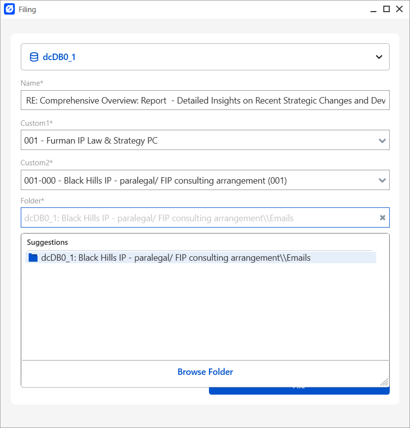 Filing to iManage – ZERO