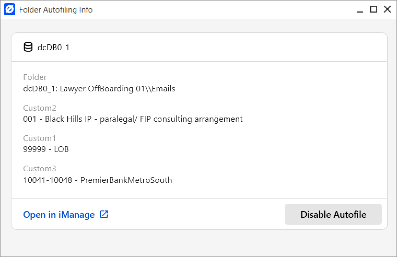 Filing to iManage – ZERO