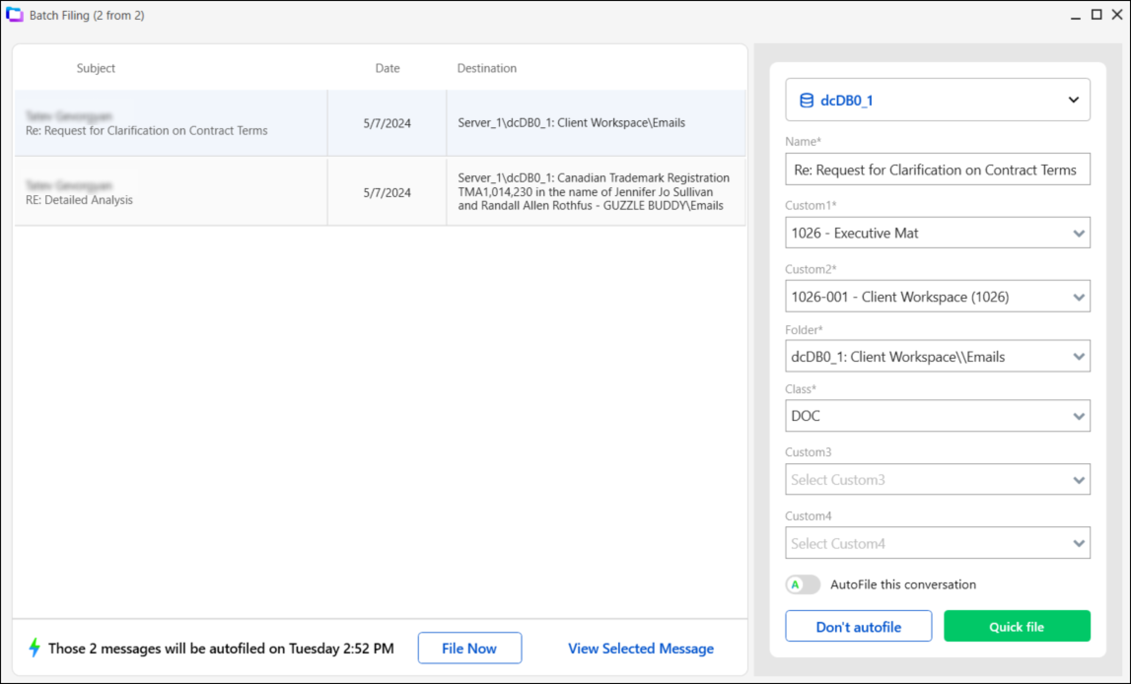 Filing to iManage – ZERO