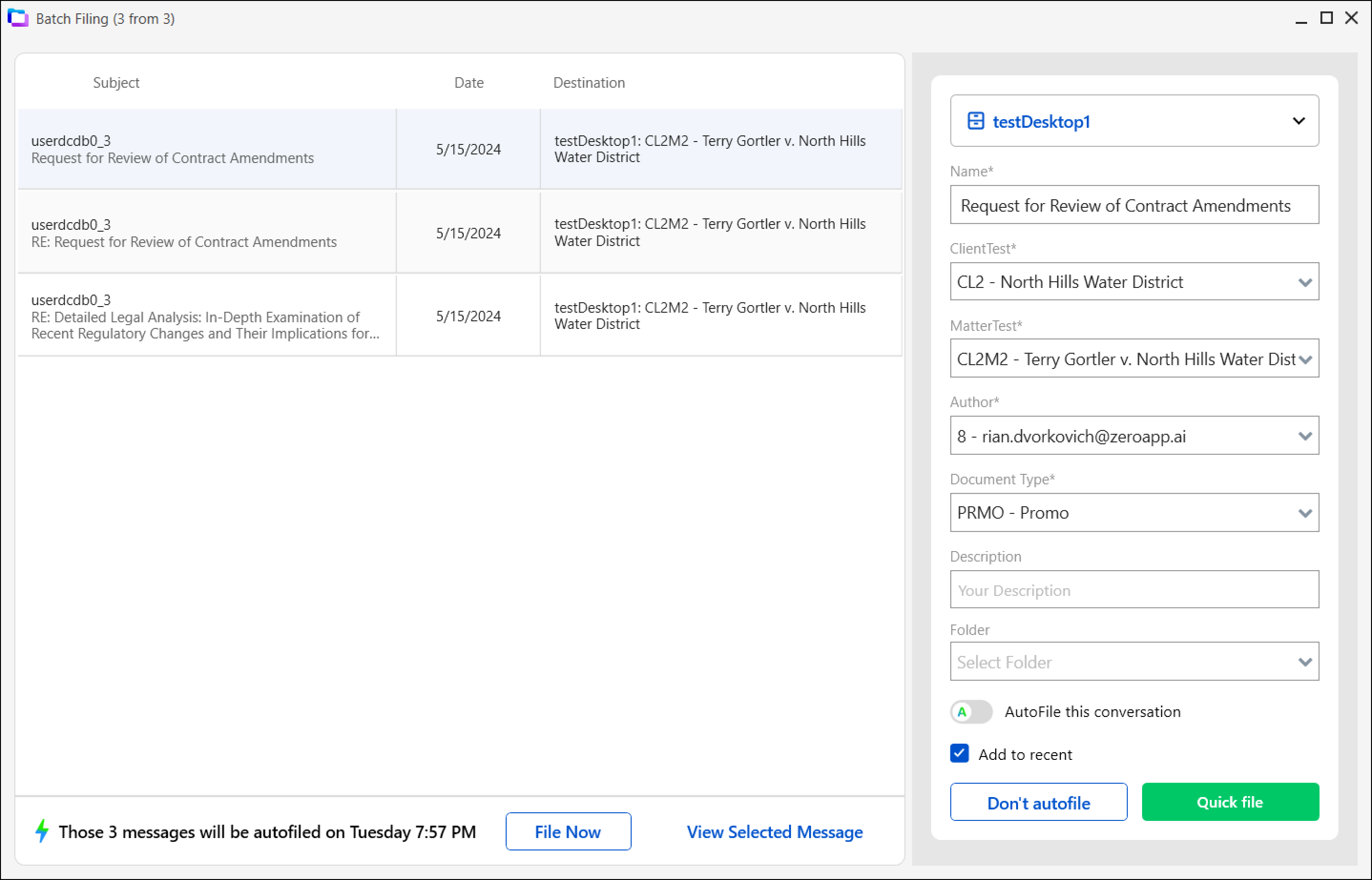 Filing to NetDocuments – ZERO